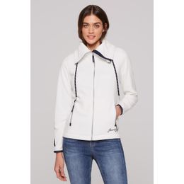 Fleecejacke SOCCX Gr. L, weiß, Damen, Material: 100% Polyester, bedruckt, bestickt, Jacken, mit Elastikbündchen