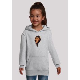 Kapuzenpullover F4NT4STIC "Disney Bösewichte Scar Big Face" Gr. 110/116, grau (erdgrau), Mädchen, Obermaterial: 65% Baumwolle, 35% Polyester, Pullover, Premium Qualität