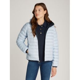 Steppjacke Tommy Hilfiger "REVERSIBLE LW PADDED JACKET" Gr. M (38), blau (breezy blau), Damen, Web, Obermaterial: 100% Polyester, unifarben, Jacken, mit reversible Tragemöglichkeit, leichte Wattierung, Logo-Patch