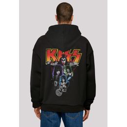 Kapuzenpullover F4NT4STIC "Kiss Rock Band Neon" Gr. L, schwarz, Herren, Obermaterial: 100% Baumwolle, Pullover, Premium Qualität, Musik, By Rock Off