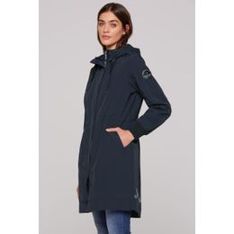 Parka SOCCX Gr. L, blau, Damen, Material: 100% Polyamid, Futter: 100% Polyester, bedruckt, bestickt, Jacken, mit Rippbündchen im Ärmel