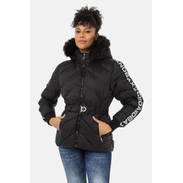 Cipo & Baxx Winterjacke CIPO & BAXX "Jacken", Damen, Gr. XL, schwarz, 100% Polyester, unifarben, regular fit normal, Bündchen, Jacken Winterjacke, mit Gürtel, WM133