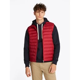 Steppweste Tommy Hilfiger "PACKABLE RECYCLED VEST", Herren, Gr. M, rot (regatta rot), Web, Obermaterial: 100% Polyamid, casual, normal hüftlang, Westen, mit Logostickerei