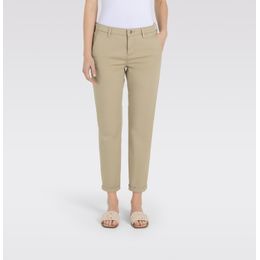 Chinohose MAC "CHINO turn up" Gr. 34, N-Gr, golden terra ppt, Damen, Web, Obermaterial: 97% Baumwolle, 3% Elasthan, Hosen, mit dezentem Glanz, elegant und sportiv zugleich