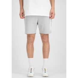 Sweatshorts Alpha Industries "Alpha PP Short", Herren, Gr. M, N-Gr, grau (pastel grau), Sweatware, Obermaterial: 80% Baumwolle, 20% Polyester, bedruckt, modisch, regular fit, Hosen