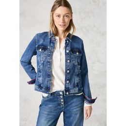 Jeansjacke Cecil Gr. XL (44), blau (mid blau wash), Damen, Web, 83% Baumwolle, 16% Polyester, 1% Elasthan , unifarben, Jacken, mit Brusttaschen