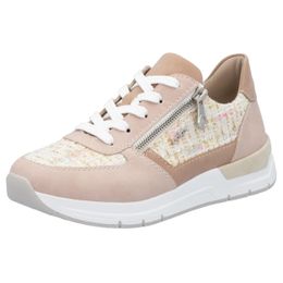 Keilsneaker Rieker, Damen, Gr. 38, weiß (rosé, sanftes weiß), Textil, Sportlich, Schuhe Sneaker, Halbschuh, Freizeitschuh, Casual-Schnürschuh im Materialmix