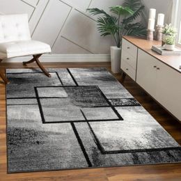 Paco Home - Teppich Wohnzimmer Vintage Kurzflor Modernes Geometrisches Muster Abstrakt Grau 160x230 cm