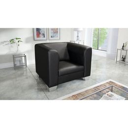 Edler Loungesessel Chicago in Kunstleder Schwarz Couch Polstersofa Sofa Sessel