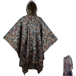 3-in-1 wasserdichter Regenponcho für mehrfache Verwendung, leicht und schnell trocknend, Regenponcho für Damen und Herren, Tarnplane,