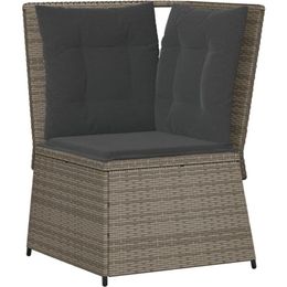 Garten-Ecksofa mit Kissen Grau Poly Rattan vidaXL