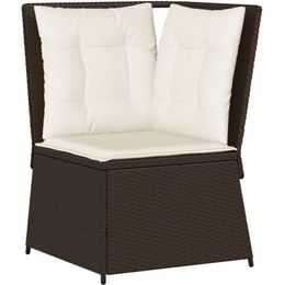 Garten-Ecksofa mit Kissen Braun Poly Rattan vidaXL