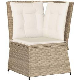 Garten-Ecksofa mit Kissen Beige Poly Rattan vidaXL