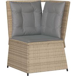 Garten-Ecksofa mit Kissen Beige Poly Rattan vidaXL