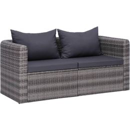 Garten-Ecksofas 2 Stk. Grau Poly Rattan