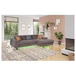 Ecksofa COTTA "Komaris L-Form", grau (anthrazit), B:244cm H:72cm T:166cm, 94% POLYESTER (PES) 6%POLYAMID (PA), Sofas, mit Kopfteilverstellung, wahlweise Bettfunktion,Stauraum & Beleuchtung, Topseller