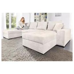 Wohnlandschaft Collection AB "Josy U-Form", beige (cream), B:313cm H:84cm T:161cm, 100% Polyester, Sofas, mit Schlaffunktion, Bettkasten und Zierkissen, mit 2 Recamieren, Topseller