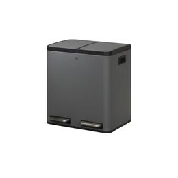 KHG Abfalleimer 2x15l &brvbar; grau &brvbar; Eisen, Kunststoff &brvbar; Ma&szlig;e (cm): B: 41 H: 44,5 T: 30 &raquo; Sconto