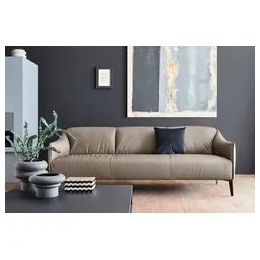 3-Sitzer W.Schillig "sally", braun (stone z59), B:224cm H:78cm T:84cm, Longlife Xtra-Leder Z59: Glattleder mit modischer Prägung. Hautstärke 0, 9 - 1, 1 mm., Sofas, mit Metall-Winkelfüßen in Bronze pulverbeschichtet, Breite 224 cm