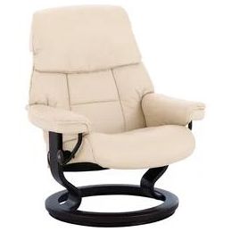 Relaxsessel stressless "Ruby", beige (cream batick), B:79cm H:98cm T:76cm, Leder BATICK: BATICK ist ein leicht korrigiertes, durchgefärbtes und genarbtes Möbelleder, bei dem die meisten Unebenheiten und Spuren in der Regel entfernt wurden., Leder PALOMA: PALOMA ist ein durchgefärbtes Semianilin-Möbelleder mit natürlicher Narbung., Sessel, mit Classic Base, Größe M, Gestell Eiche, Wenge, Braun & Sc