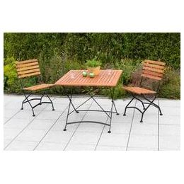 Garten-Essgruppe Merxx "Schloßgarten", braun (braun, braun), B:47cm H:86cm T:59cm, FSC-zertifiziertes Massivholz, Sitzmöbel-Sets, 2 Klappstühle mit Gartentisch