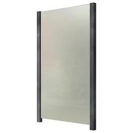 Zaun STAKET PRO, grau, Pfosten: 2 St., Aluminium, Glas, Zaunelemente, Glaszaun, Gesamtlänge: 1,217 m, 2 Pfosten