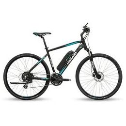 E-Bike Head "e I-Peak RM" Gr. 50, schwarz (schwarz matt, blau), E-Bikes, 50cm, 28 Zoll (71,12cm), Pedelec, Elektrofahrrad für Herren