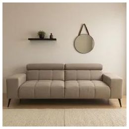 2-Sitzer DOMO collection "Trento", grau (stone), B:238cm H:79cm T:104cm, 100% Polyester, Sofas, wahlweise mit Kopfteilverstellung und in zwei Größen erhältlich