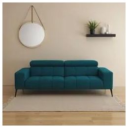 2-Sitzer DOMO collection "Trento", blau (dunkelblau), B:208cm H:79cm T:104cm, 100% Polyester, Sofas, wahlweise mit Kopfteilverstellung und in zwei Größen erhältlich