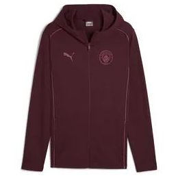 Trainingsjacke Puma "Manchester City Casuals Kapuzenjacke Herren", Herren, Gr. M, schwarz jasper dusty orchid rot lila, Obermaterial: 24% Polyester, 76% Baumwolle; Taschenfutter: 100% Baumwolle, Jacken