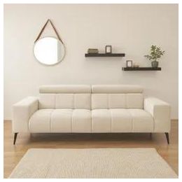 2-Sitzer DOMO collection "Trento", beige (creme), B:238cm H:79cm T:104cm, 100% Polyester, Sofas, wahlweise mit Kopfteilverstellung und in zwei Größen erhältlich