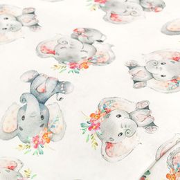 buttinette Baumwollstoff "Elefant Hippie", bunt