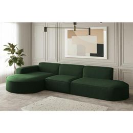 Ecksofa Designersofa palma in Stoff Opera Velvet Grün Ottomane Links