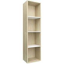 vidaXL - Bücherregal/TV-Schrank Weiß Sonoma-Eiche 36x30x143 cm