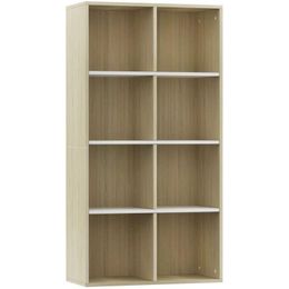 Bücherregal/Sideboard Weiß Sonoma-Eiche 66×30×130 cm vidaXL