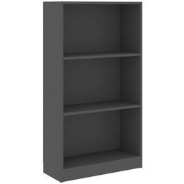 vidaXL - Bücherregal 3 Fächer Grau 60x24x109 cm Holzwerkstoff