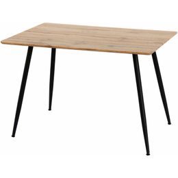 Esstisch Tischplatte mit Holzmaserung Küchentisch Esszimmertisch Speisetisch Tisch Esszimmer Küche 115x75 mdf Metallrahmen, Eichefarben