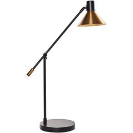 Beliani - Tischlampe Gold u. Schwarz aus Eisen Metall mit Verstellbaren Arm Lampenschirm Modernes Design Büro Schlafzimmer Schreibtischlampe Leselampe