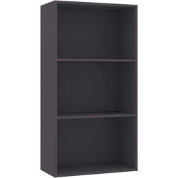 vidaXL - Bücherregal 3 Fächer Grau 60x30x114 cm Holzwerkstoff