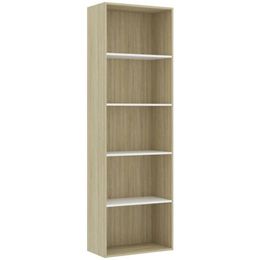 Bücherregal 5 Fächer Weiß Sonoma-Eiche 60x30x189 Holzwerkstoff vidaXL