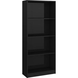 Bücherregal 4 Fächer Hochglanz-Schwarz 60x24x142 Holzwerkstoff vidaXL