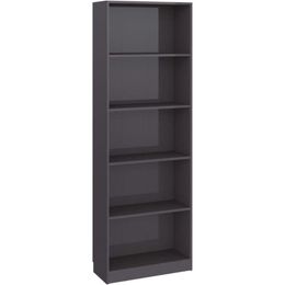 Bücherregal 5 Fächer Hochglanz-Grau 60x24x175 cm Holzwerkstoff vidaXL