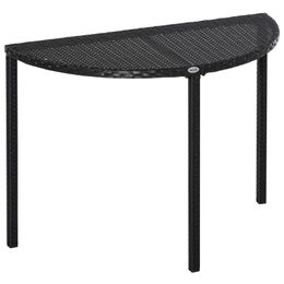 Outsunny Rattan Balkontisch halbrund schwarz 100 x 50 x 74 cm (LxBxH)