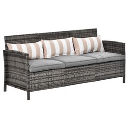 Outsunny Rattan Loungesofa als 3-Sitzer 173 x 68 x 78 cm (BxTxH)