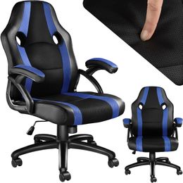 TecTake® Bürostuhl, ergonomische Form, Kunstlederbezug mit Mesh-Gewebe, stufenlos höhenverstellbar