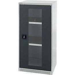 Schäfer Shop Schäfer Shop Genius Sichttürschrank FS, 3 OH, abschließbar, 2 Fachböden, bis 250 kg, B 545 mm, Stahl, lichtgrau RAL 7035/anthrazitgrau RAL 7016