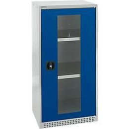 Schäfer Shop Schäfer Shop Genius Sichttürschrank FS, 3 OH, abschließbar, 2 Fachböden, bis 250 kg, B 545 mm, Stahl, lichtgrau RAL 7035/enzianblau RAL 5010