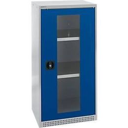 Schäfer Shop Schäfer Shop Genius Sichttürschrank FS, 3 OH, abschließbar, 2 Fachböden, bis 250 kg, B 545 mm, Stahl, weißaluminium RAL 9006/enzianblau RAL 5010