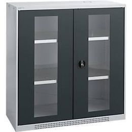 Schäfer Shop Schäfer Shop Genius Sichttürschrank FS, 3 OH, abschließbar, 2 Fachböden, bis 450 kg, B 1055 mm, Stahl, weißaluminium RAL 9006/anthrazitgrau RAL 7016