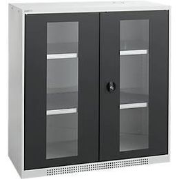 Schäfer Shop Schäfer Shop Genius Sichttürschrank FS, 3 OH, abschließbar, 2 Fachböden, bis 450 kg, B 1055 mm, Stahl, lichtgrau RAL 7035/anthrazitgrau RAL 7016